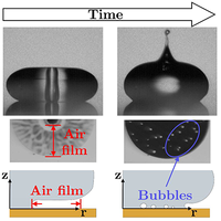 Postcontact droplet spreading and bubble entrapment on a smooth surface ...